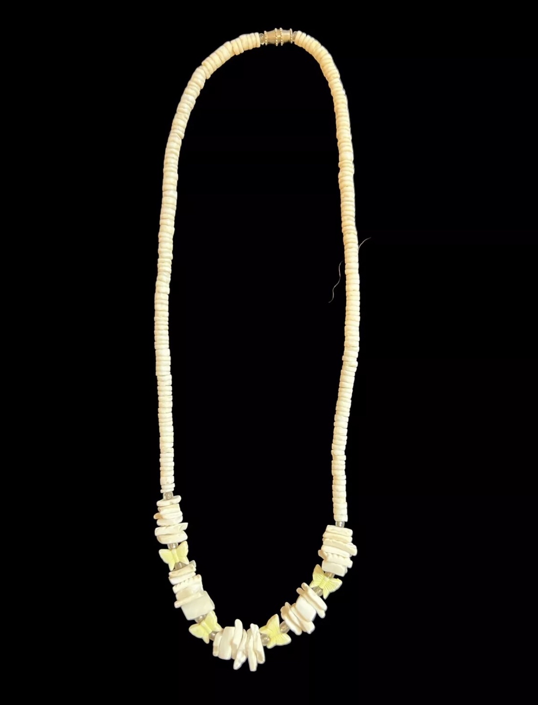 Vintage Puka Chip Necklace Shell Butterflies Beach Hawaiian Boho Barrel ...