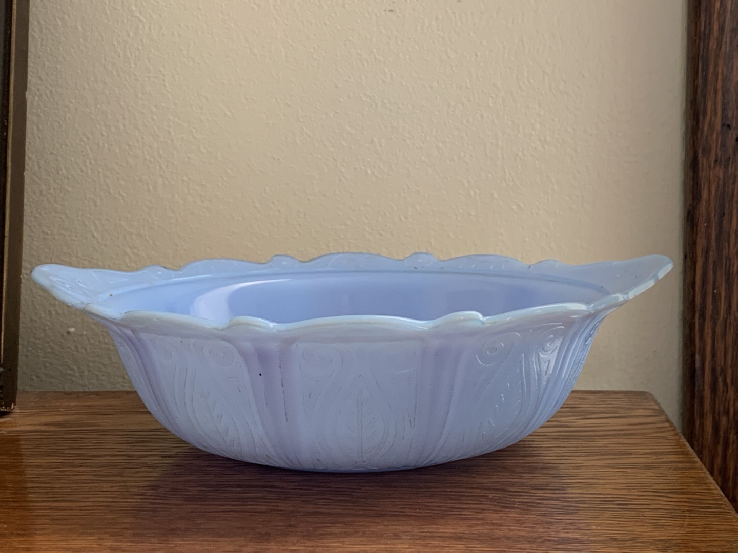 Vintage McKee Delphite Blue Glass Mixing Or Serving Bowl.