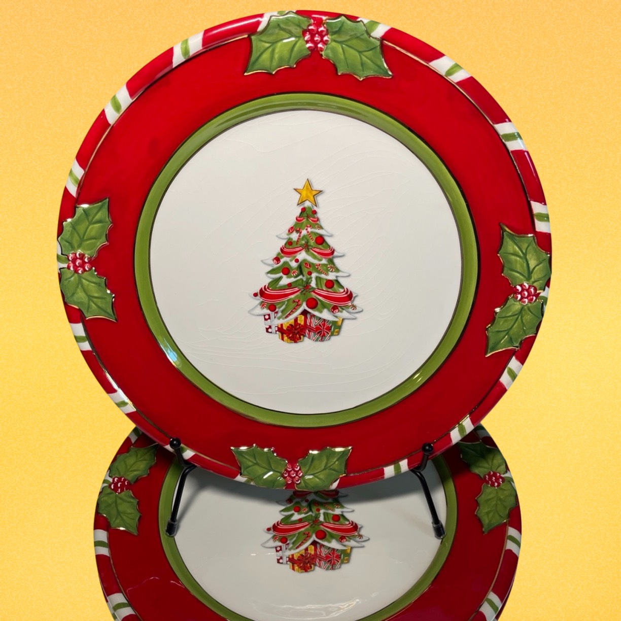 Set of 4 Christopher Radko Christmas Tree Home For The Holidays Dinner ...