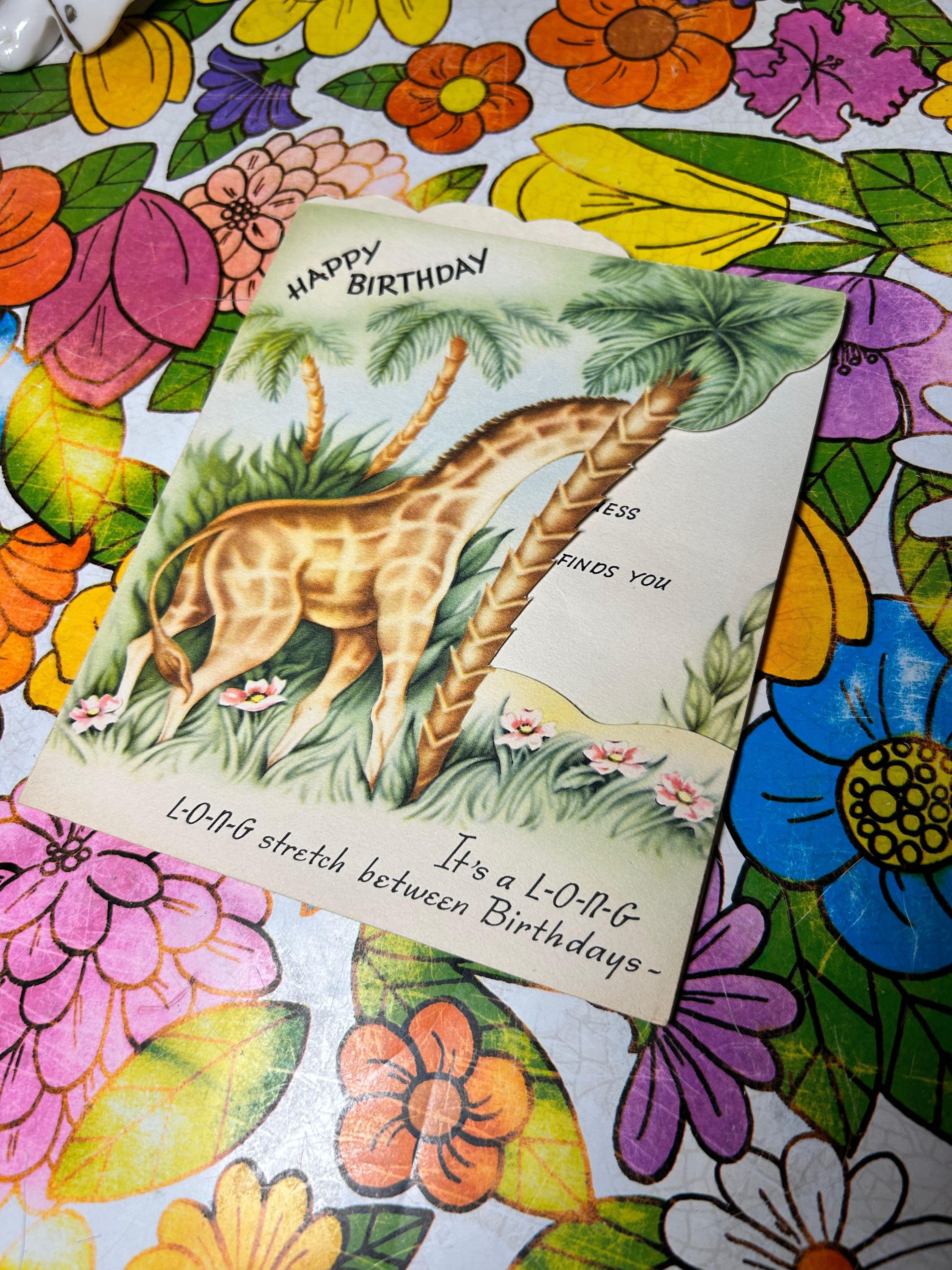 Kitschy Giraffe Birthday Card