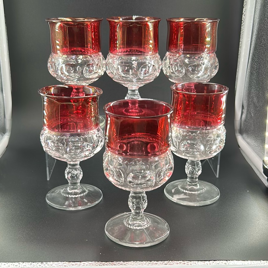Set Of Six Kings Crown, Ruby, Flash Goblets