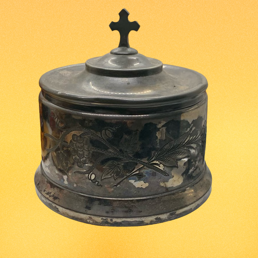 19. Vintage England Silverplate Lidded Container Tea Caddy