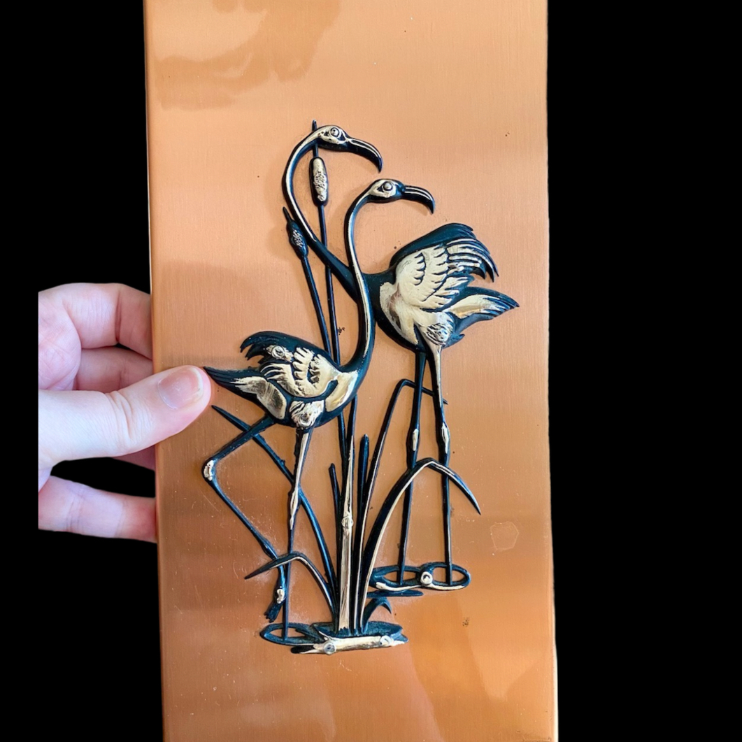 Western Germany - 3D Copper/Metal Flamingo Wall Hanging