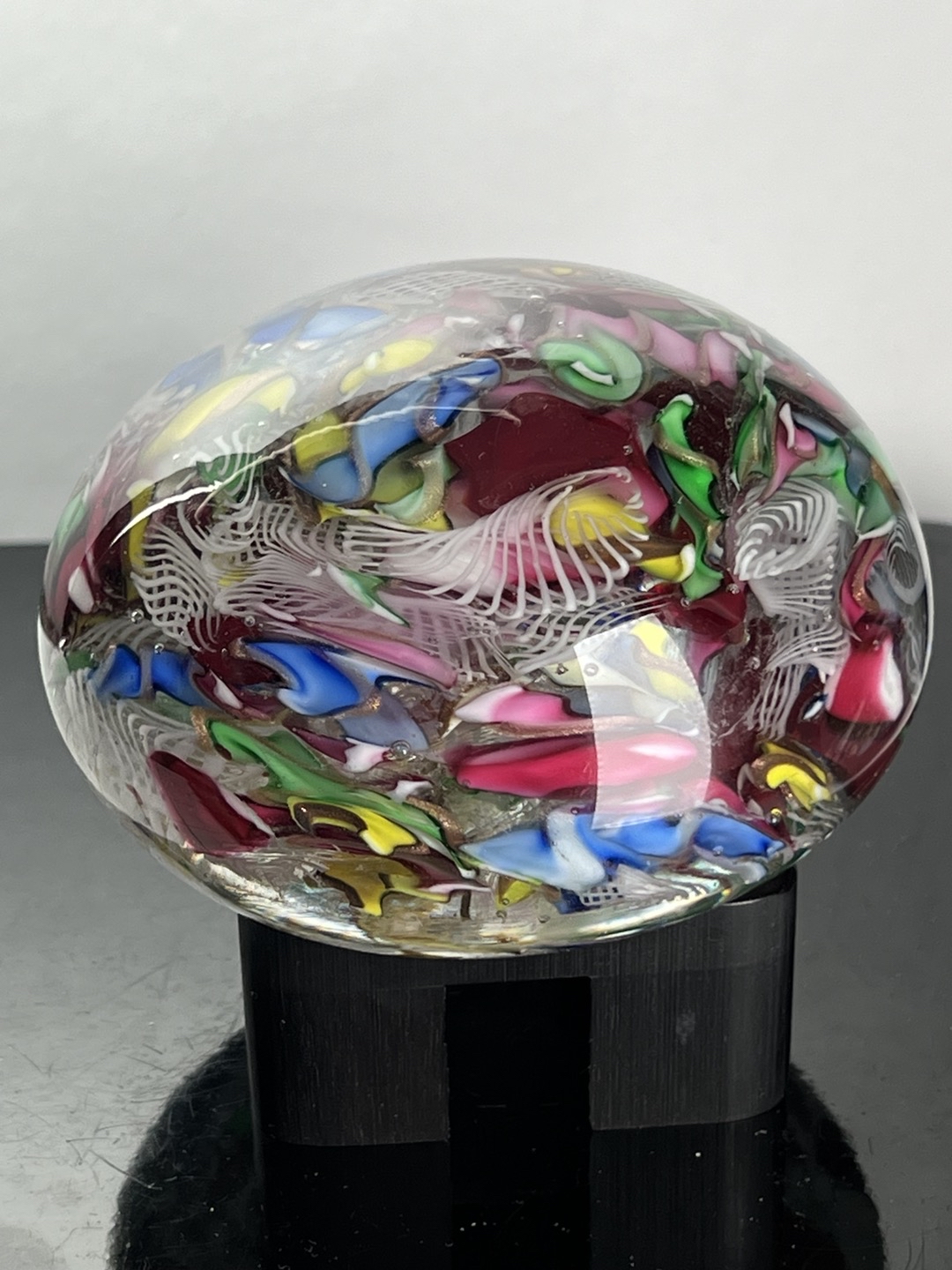 #15 - Murano Flat Magnum scramble Glass Paperweight
