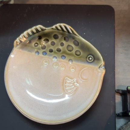 Puffer Fish Trinket Dish Pottery