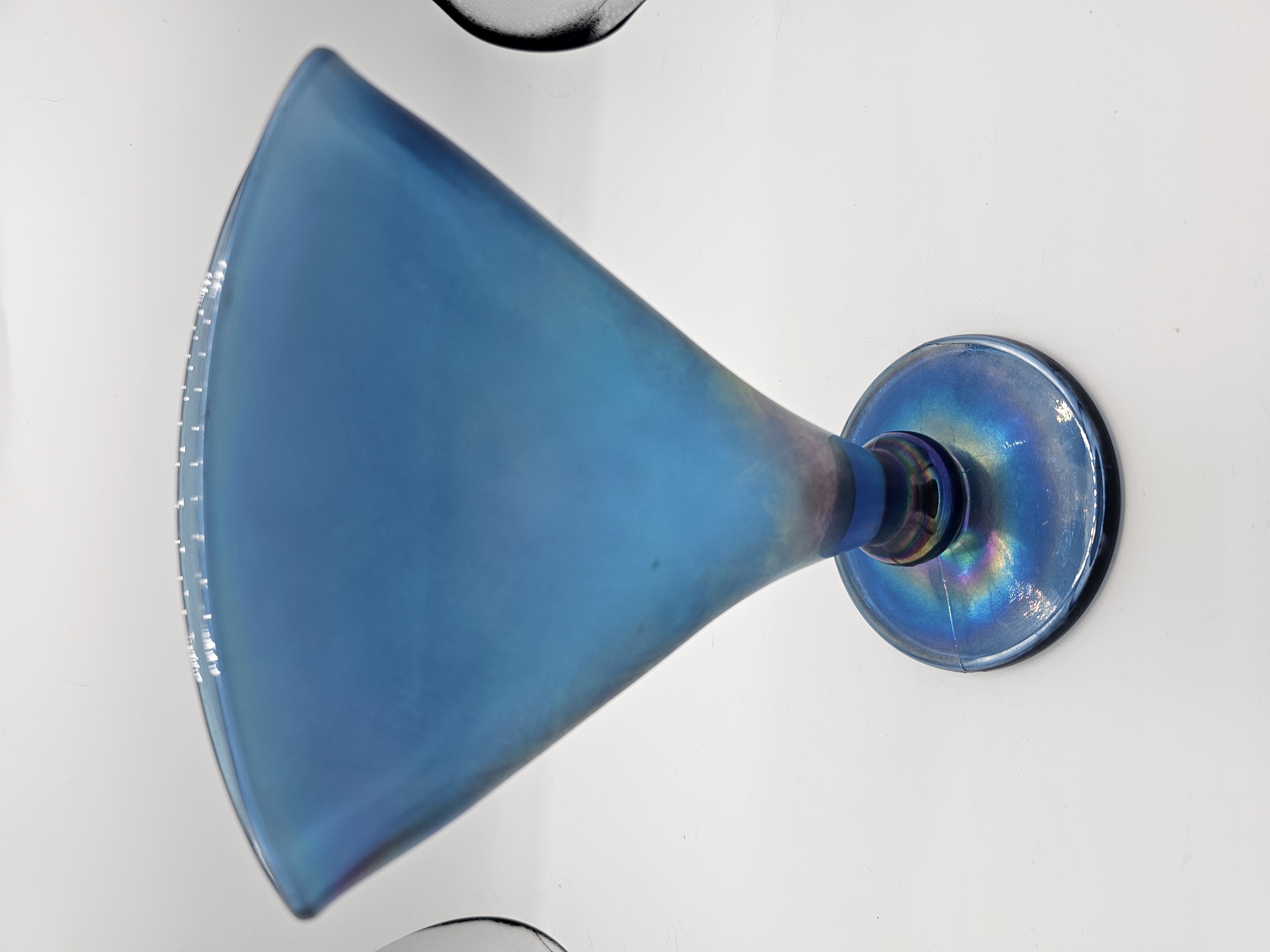 Fenton Blue Iridescent Fan Vase MMA