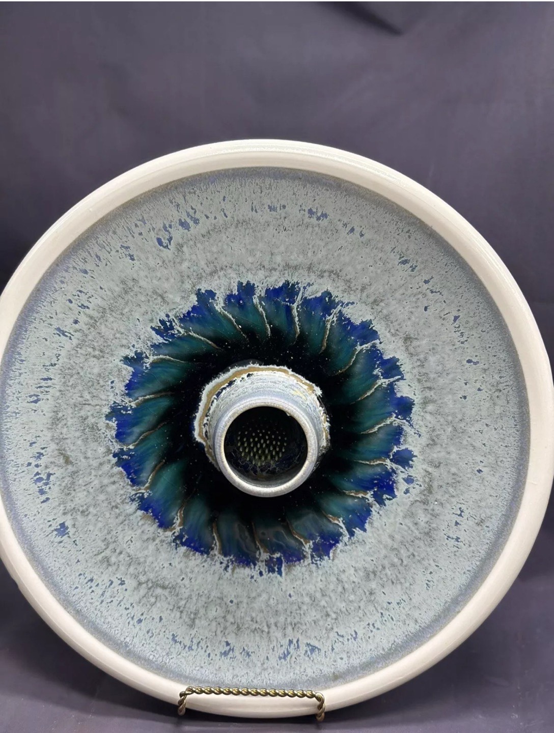 Ikebana Ware Art Pottery LOOK Large Bowl w/ Pin Frog For Flower ...