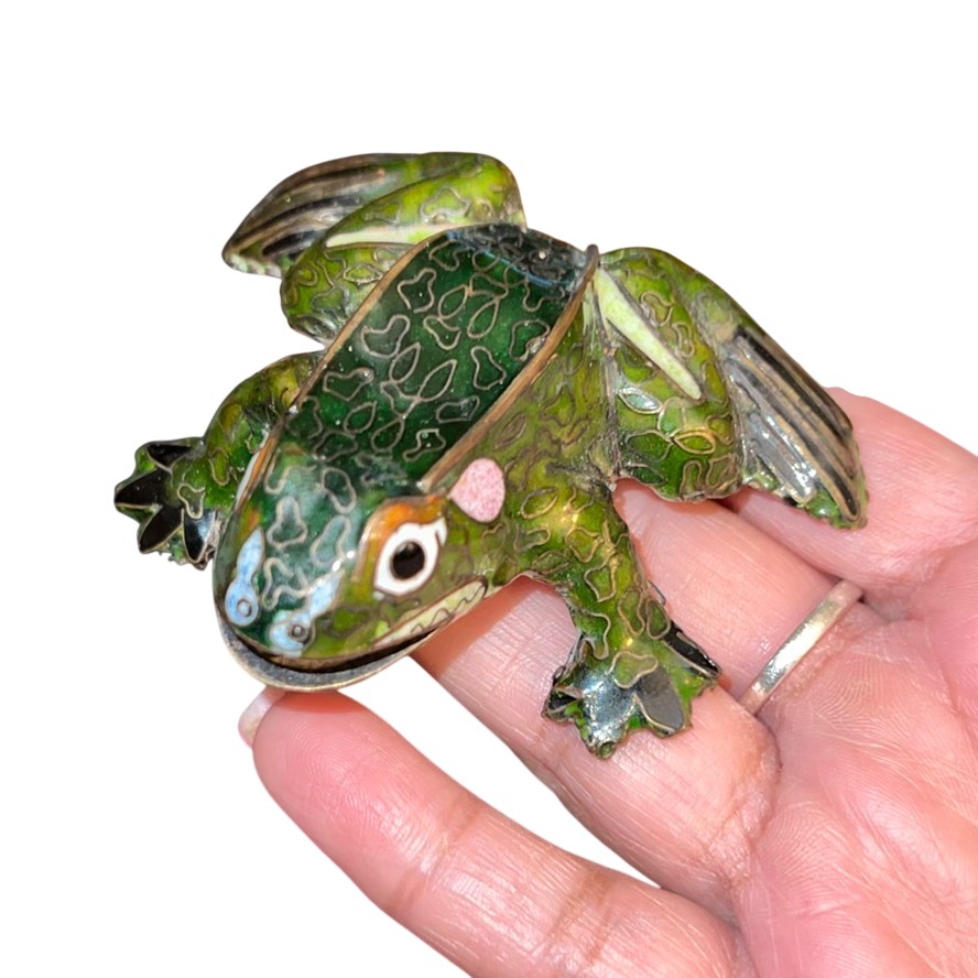 Rare Antique Cloisonné Frog Figurine