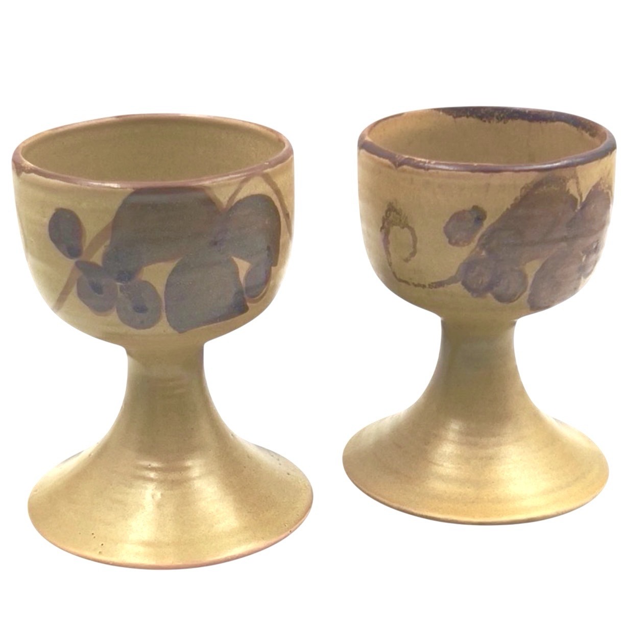 2 VINTAGE POTTERY WINE GLASS GOBLETS By Pacific Pottery Stoneware 1971 ...