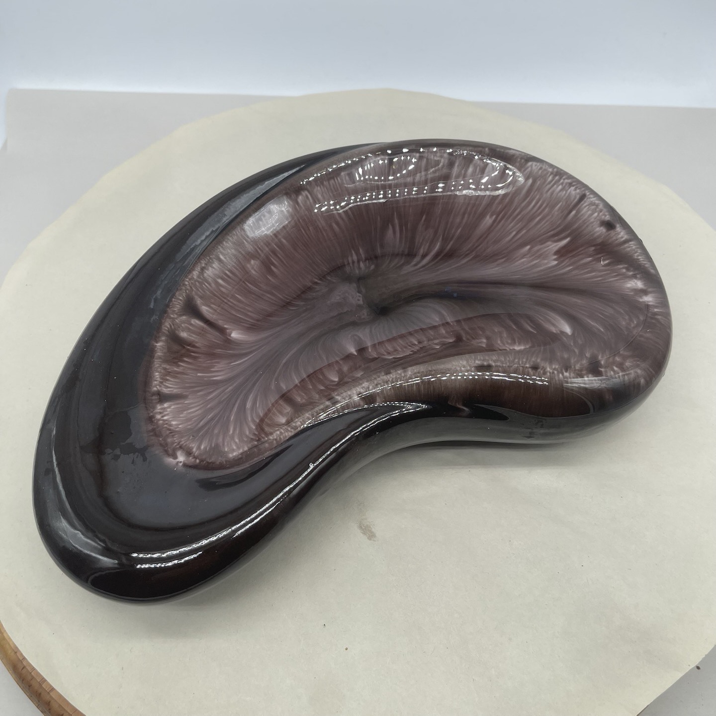 Kidney Shaped Canadian Brown Handmade CCC Pottery MCM Ashtray Or Dish