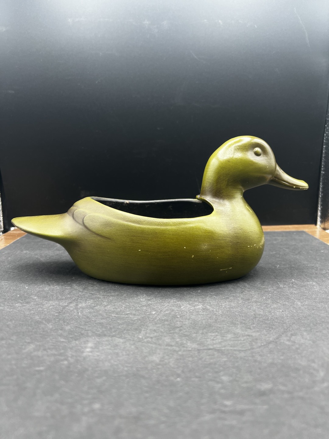 #933B Vintage Haeger Pottery Duck Planter #3071 Peasant Olive Green ...