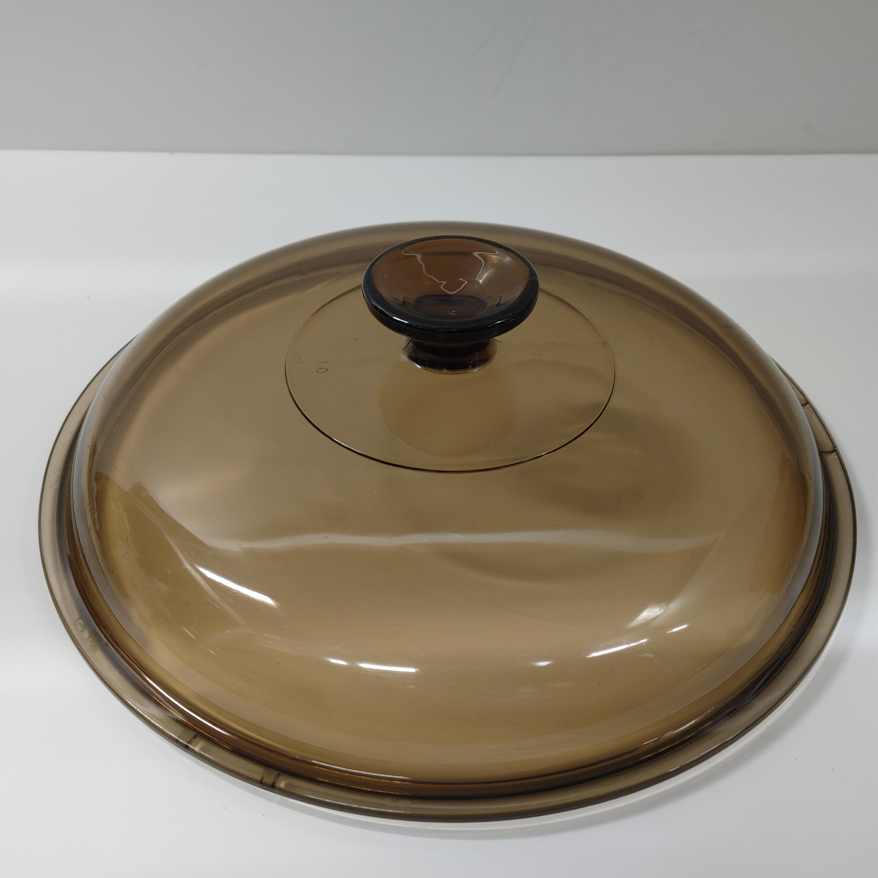 Pyrex 10 Inch Glass Lid Replacement Amber Brown Round