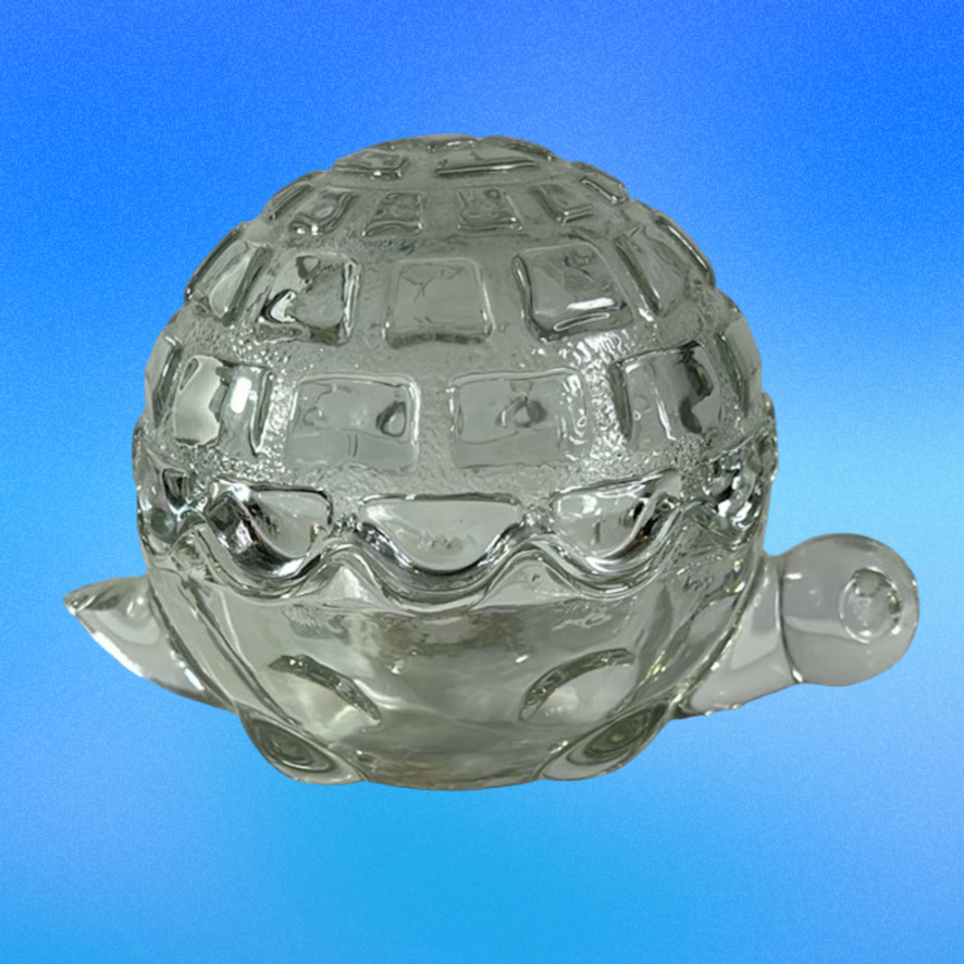004. Anchor Hocking Glass Turtle Trinket Box “Chipped Tail”