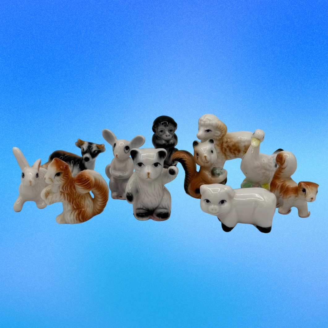 Vintage 1960's Porcelain Animal Figurines Lot of 11