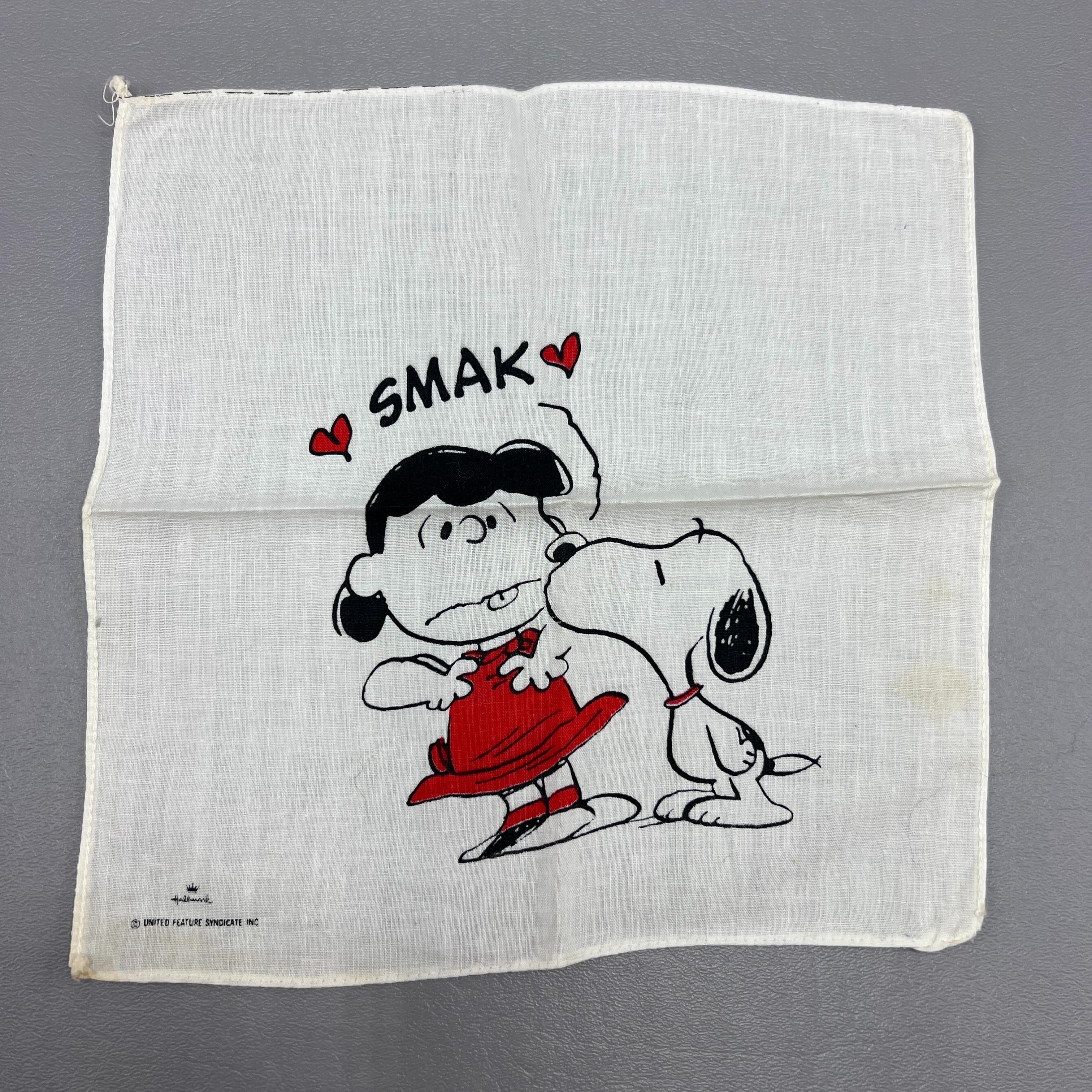 017 Snoopy Lucy Peanuts 8.5'"X8.5" Handkerchief Hankie Vintage United ...