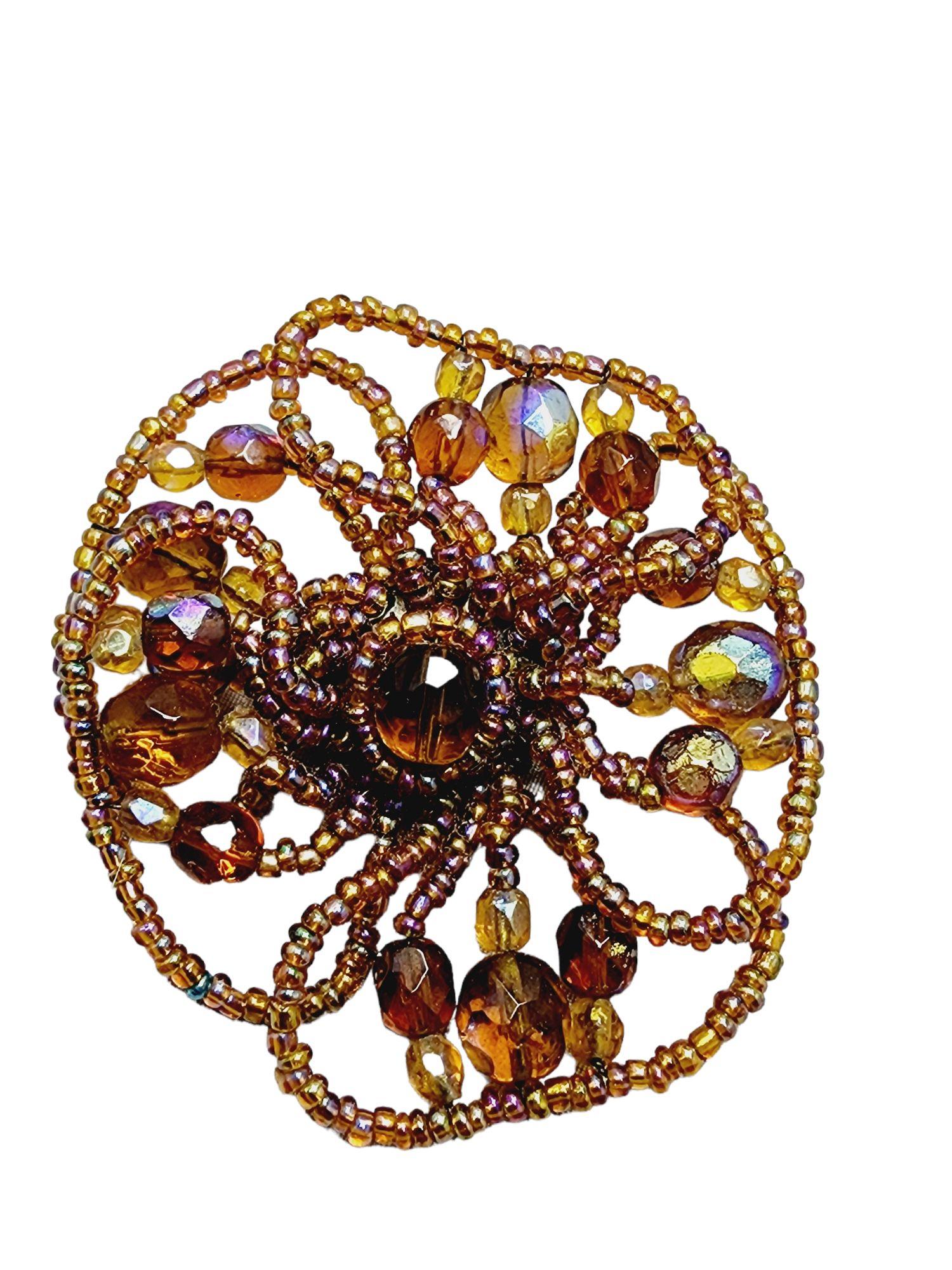 Vintage Early Hand-Wired Glass Flower Brooch (A1190)