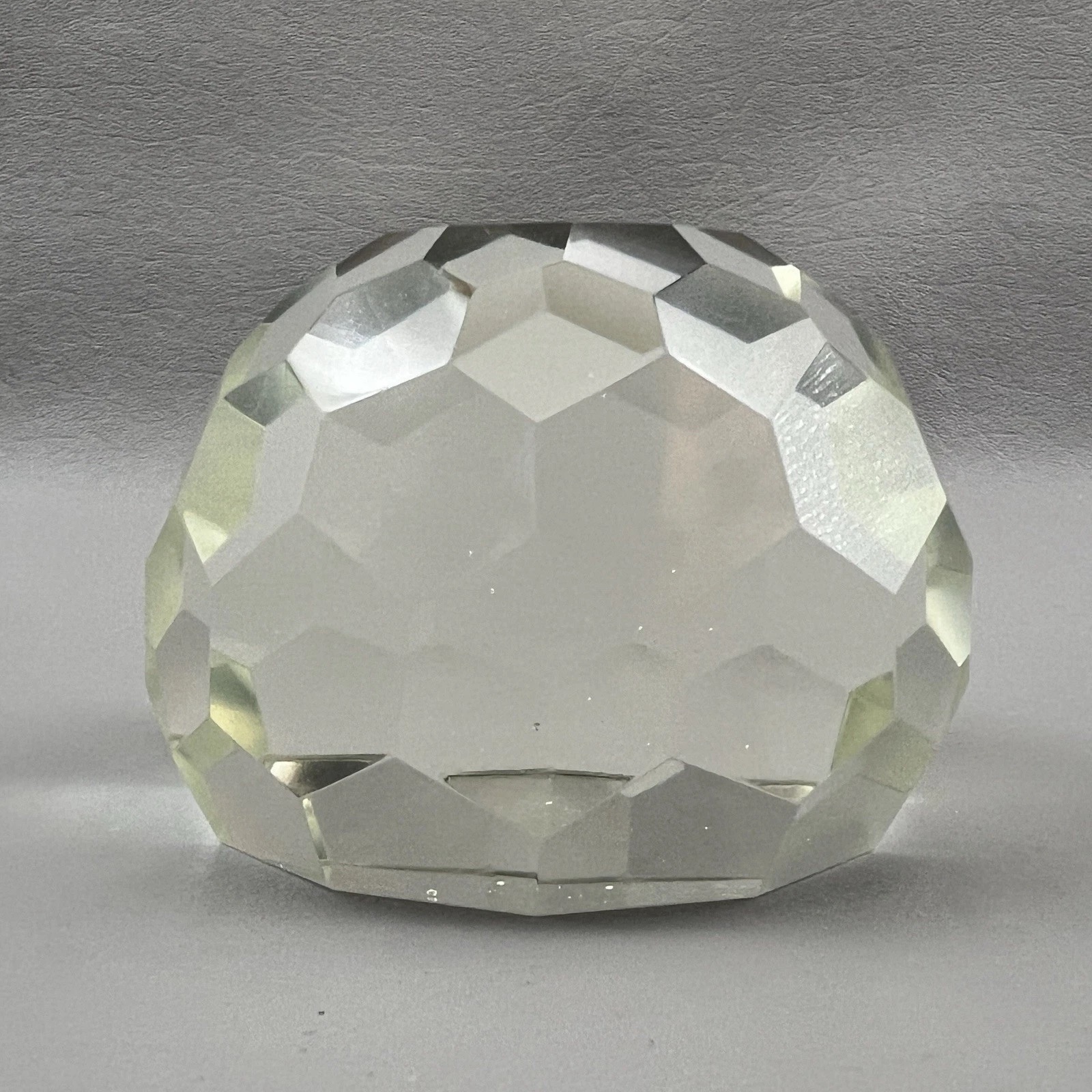 Multi-Faceted Geometric Art Glass Sphere Paperweight 3"x2.5" Honeycomb