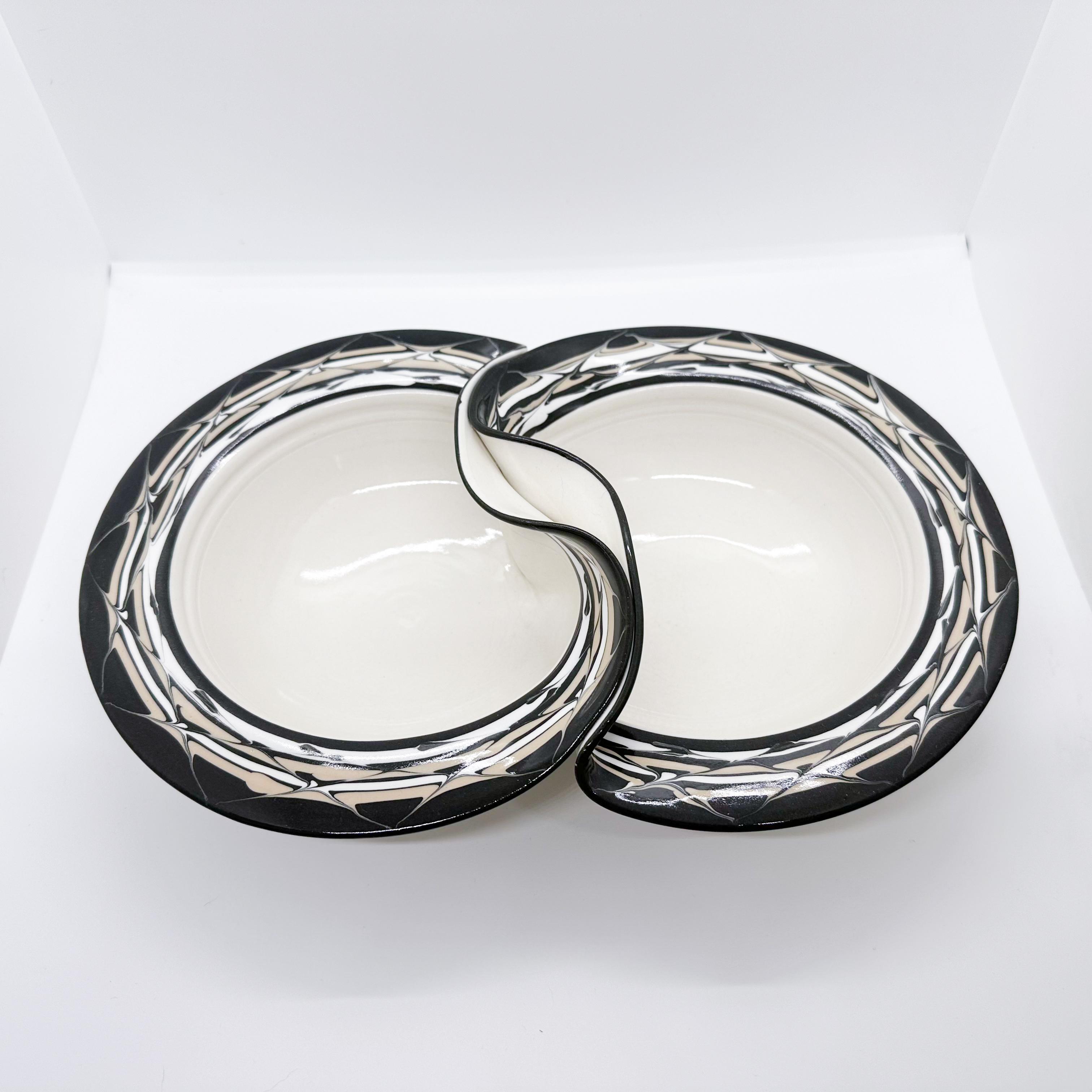 Double Connected Salsa Bowls Handmade Pinch Pot Art Pottery Nut Chip ...