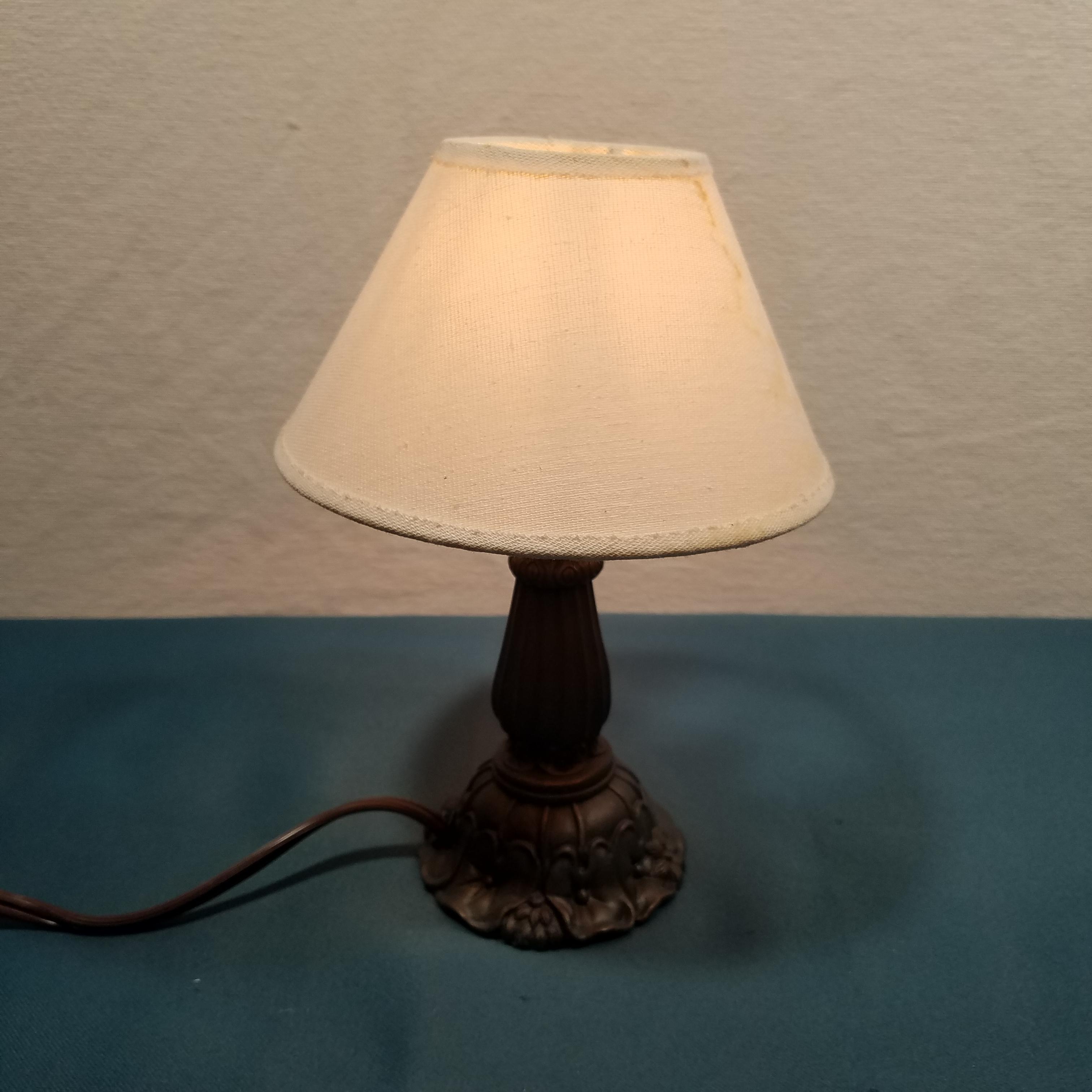 #74 Vintage Miniature Table Lamp Night Light Pillar Flower Pattern