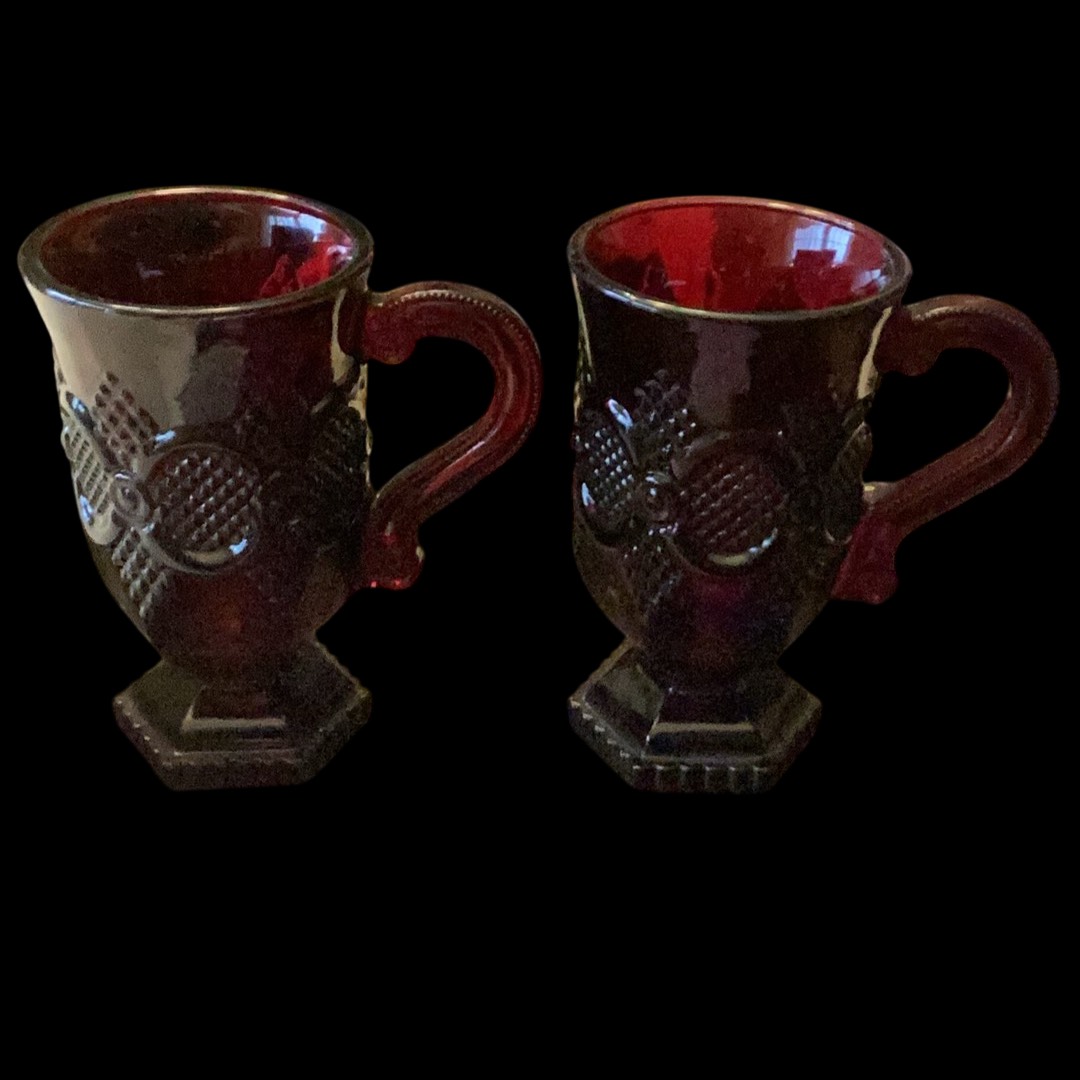 Vintage Set Of 2 Avon Cape Cod Glassware Pedestal Collection With Handle