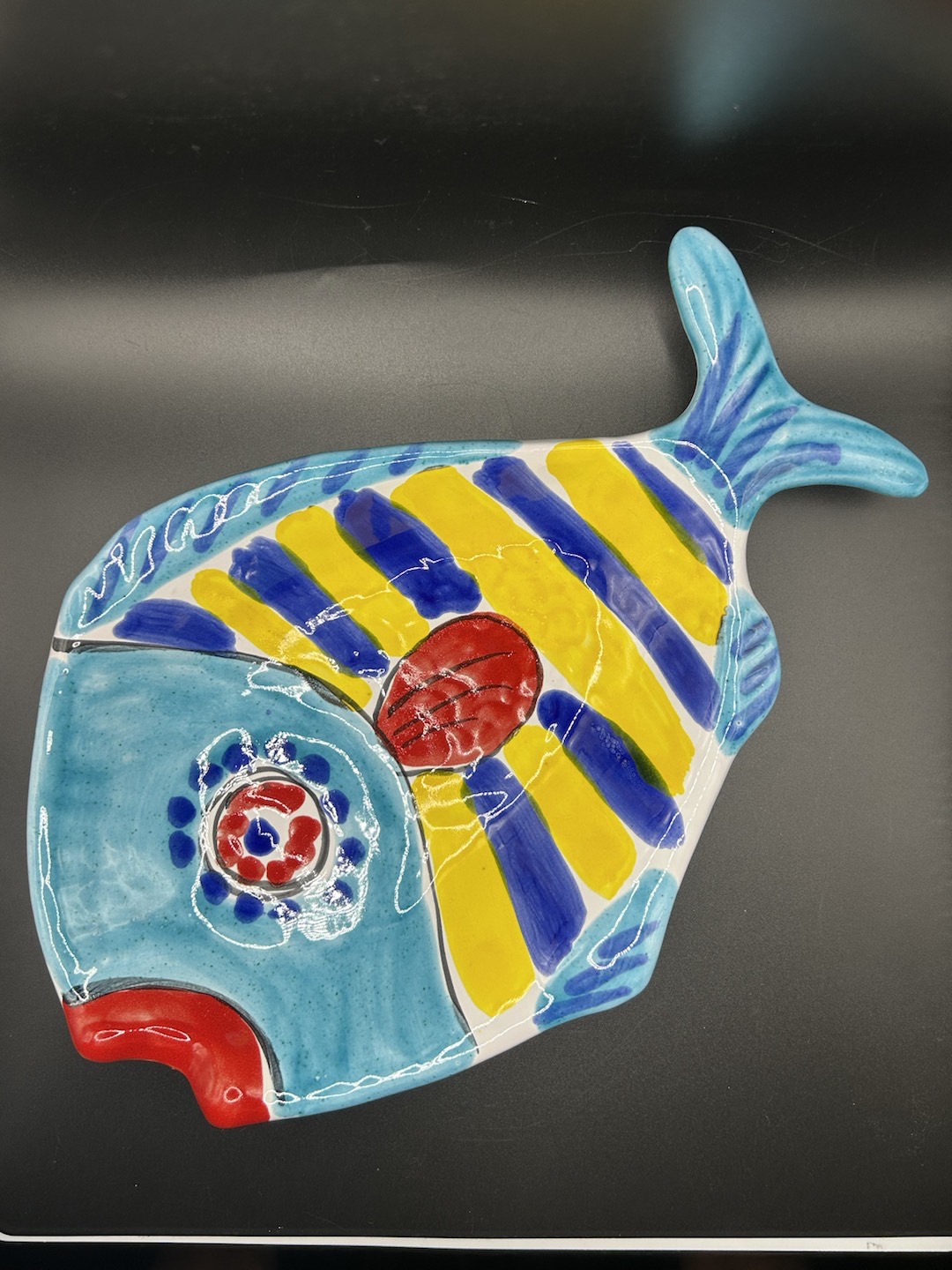 La Musa Italy Ceramic Colorful Fish Platter Bowl Dish Wall Deco