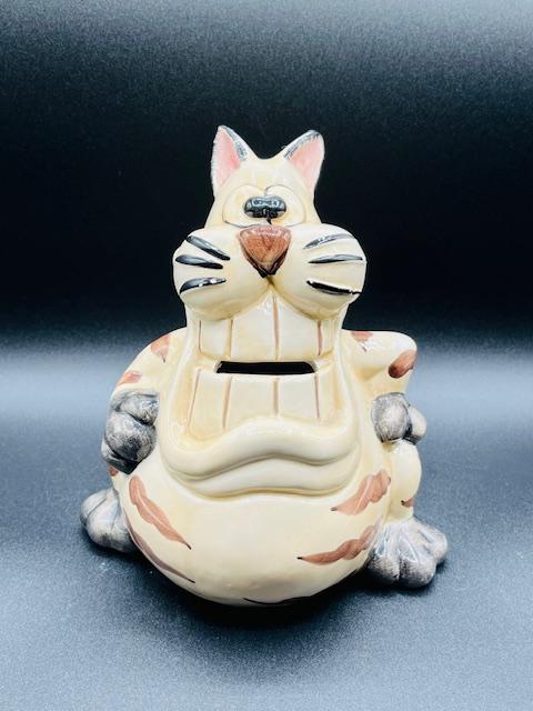 The Encore Group Ceramic Funny Money Cat Bank 7" With Huge Toothy Grin