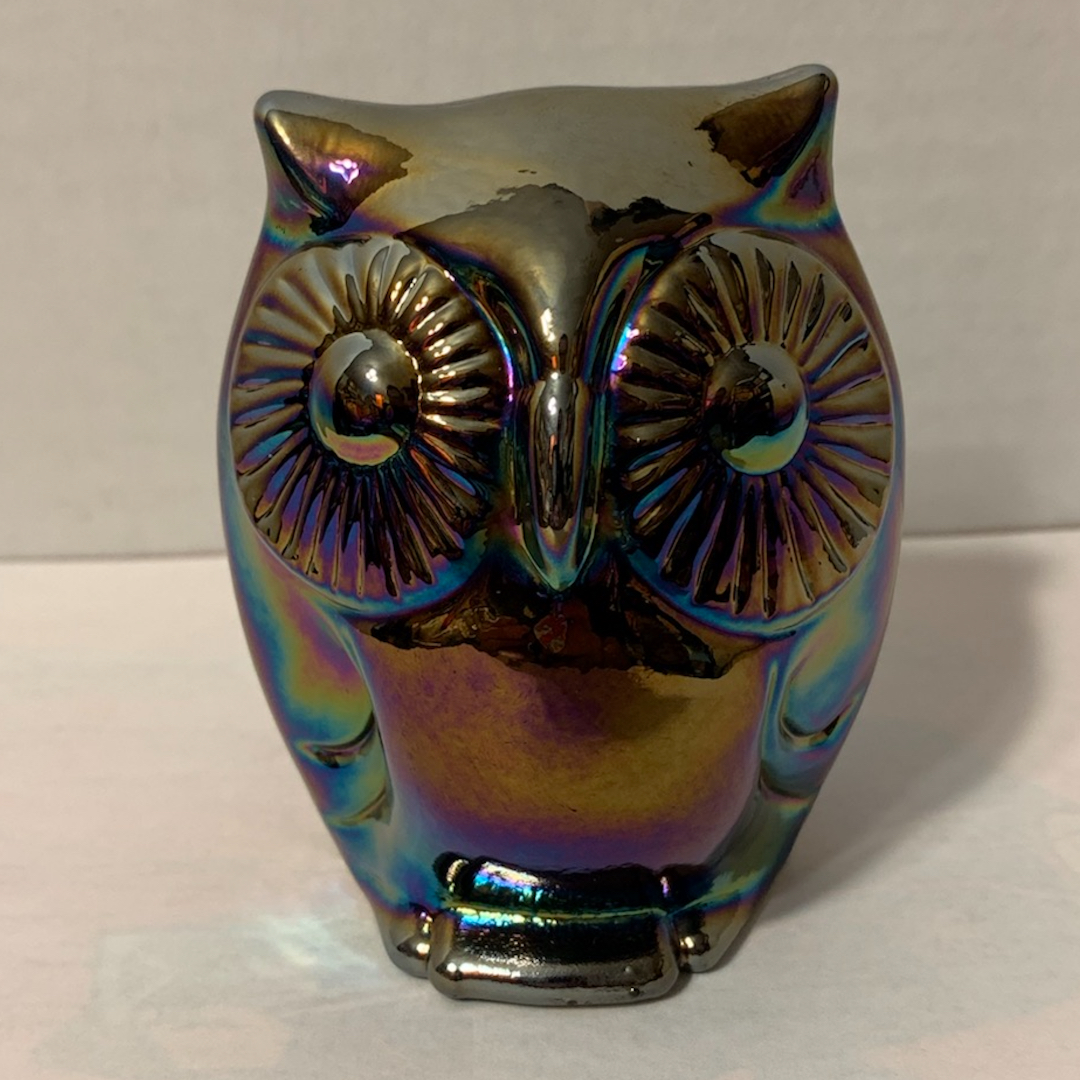 Fenton Iridescent Owl 3” Paperweight