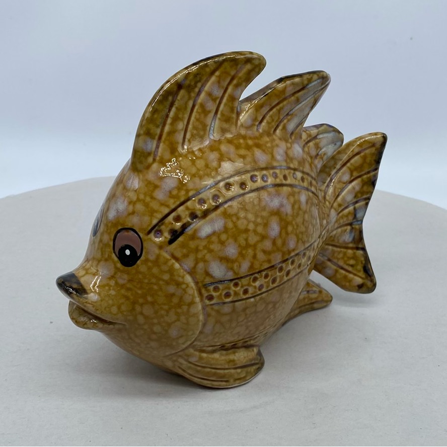 Vintage ceramic fish coin bank brown and gold tones nautical theme ...