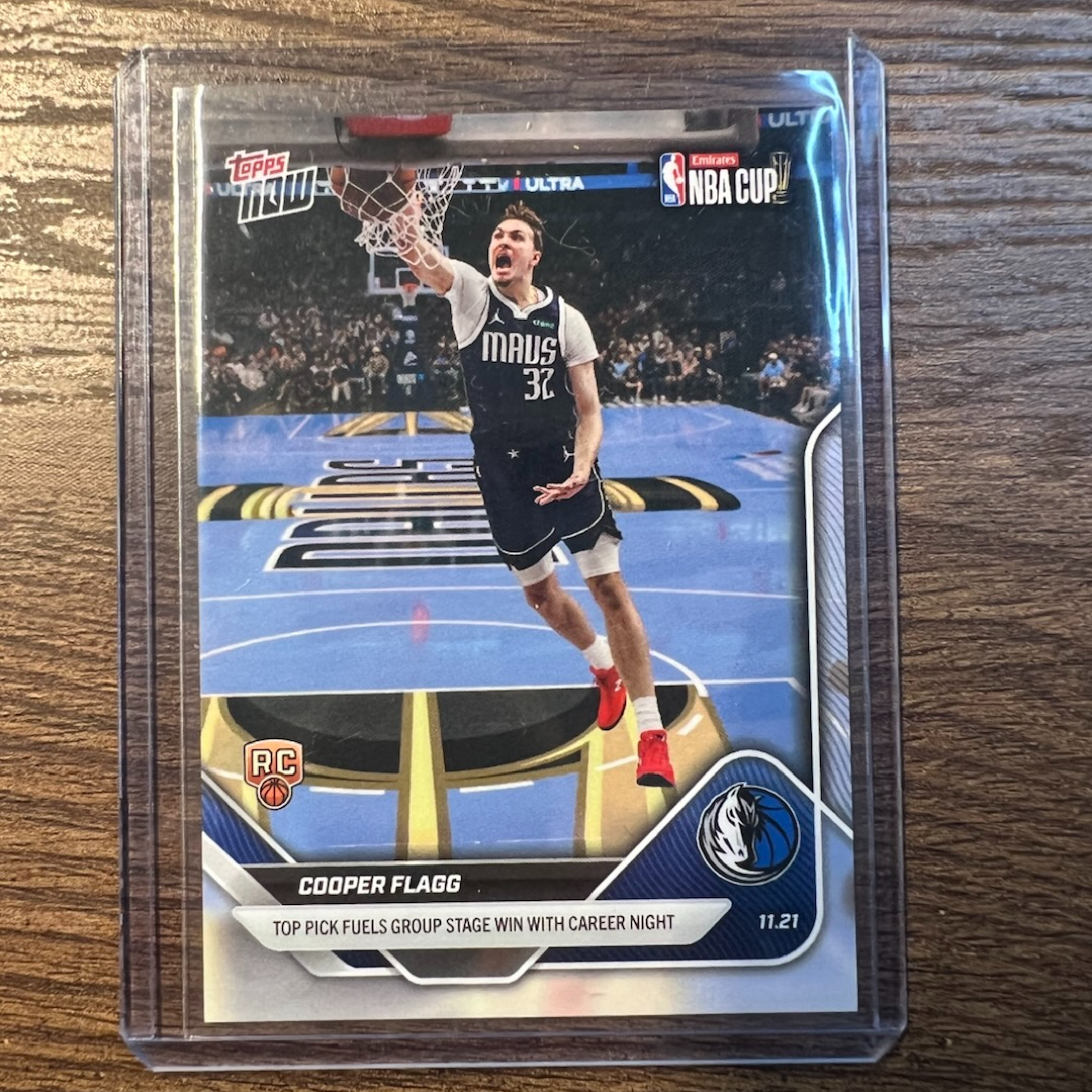 Cooper Flagg Topps Now 2025 Rookie Card Career Night In NBA Cup