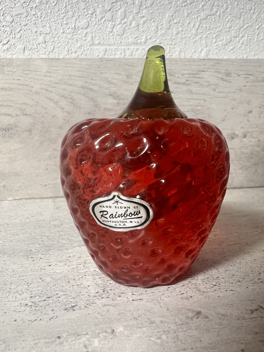 Rainbow Glass Strawberry Paperweight
