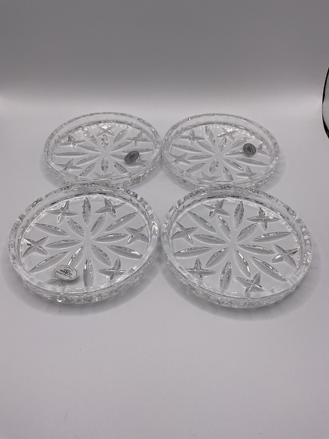 Gorham Full Leaded Crystal Glass Coasters Lady Ann Pattern