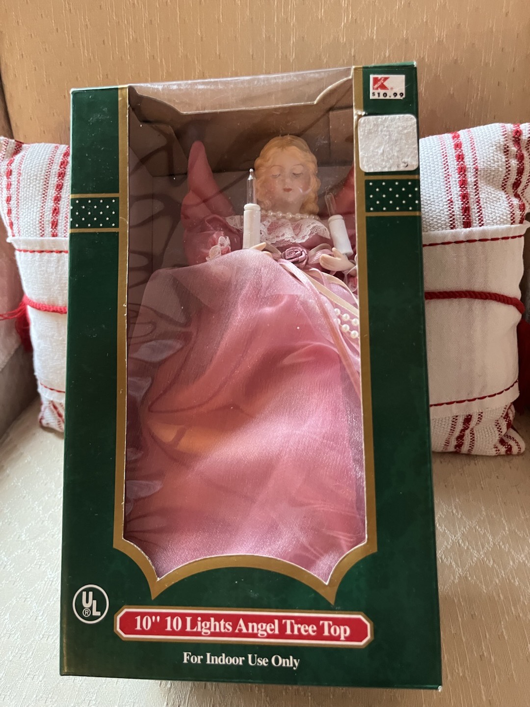 Trim A Tree Vintage Pink Angel Tree Topper-Lights Up!