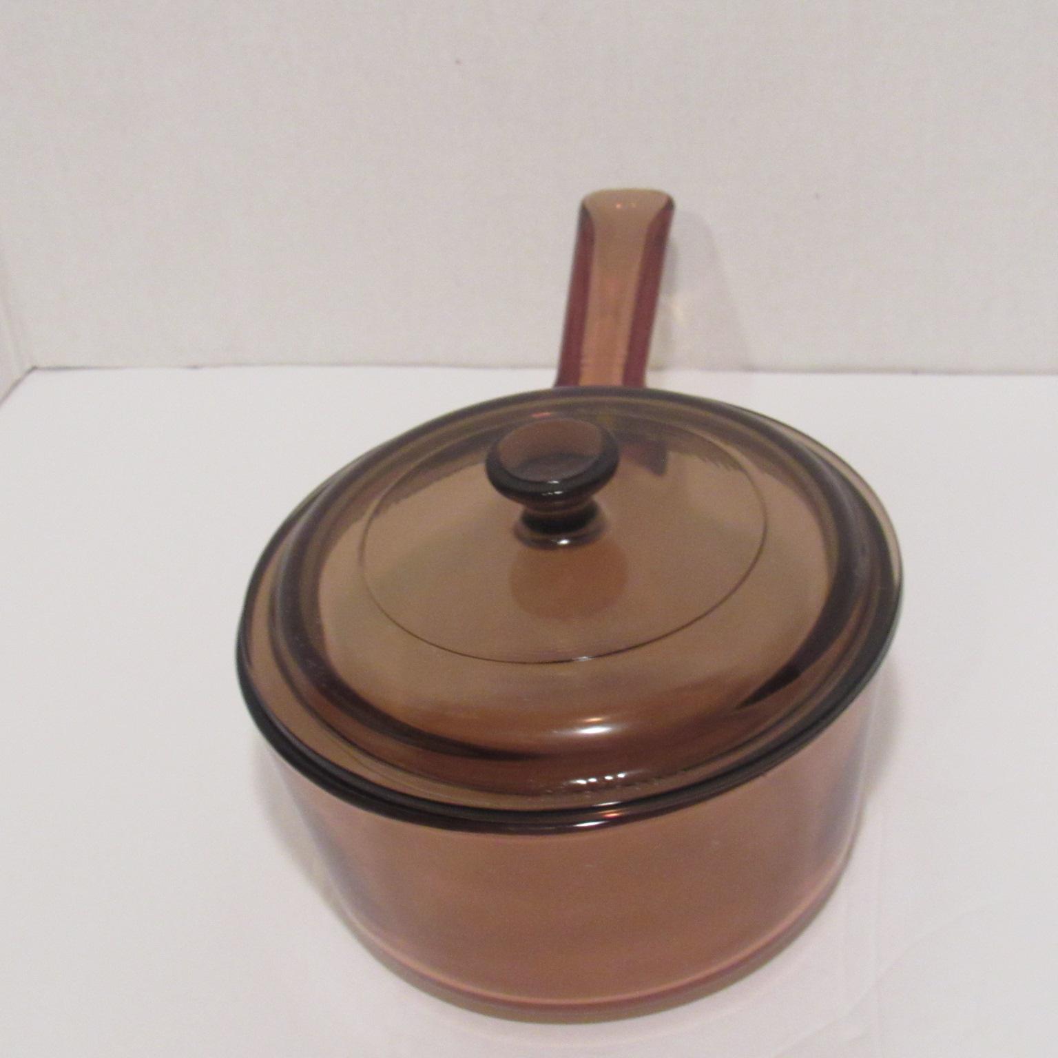 Visions France Corning Ware V-1-B Amber 1 Liters Saucepan Pot w/Pyrex ...