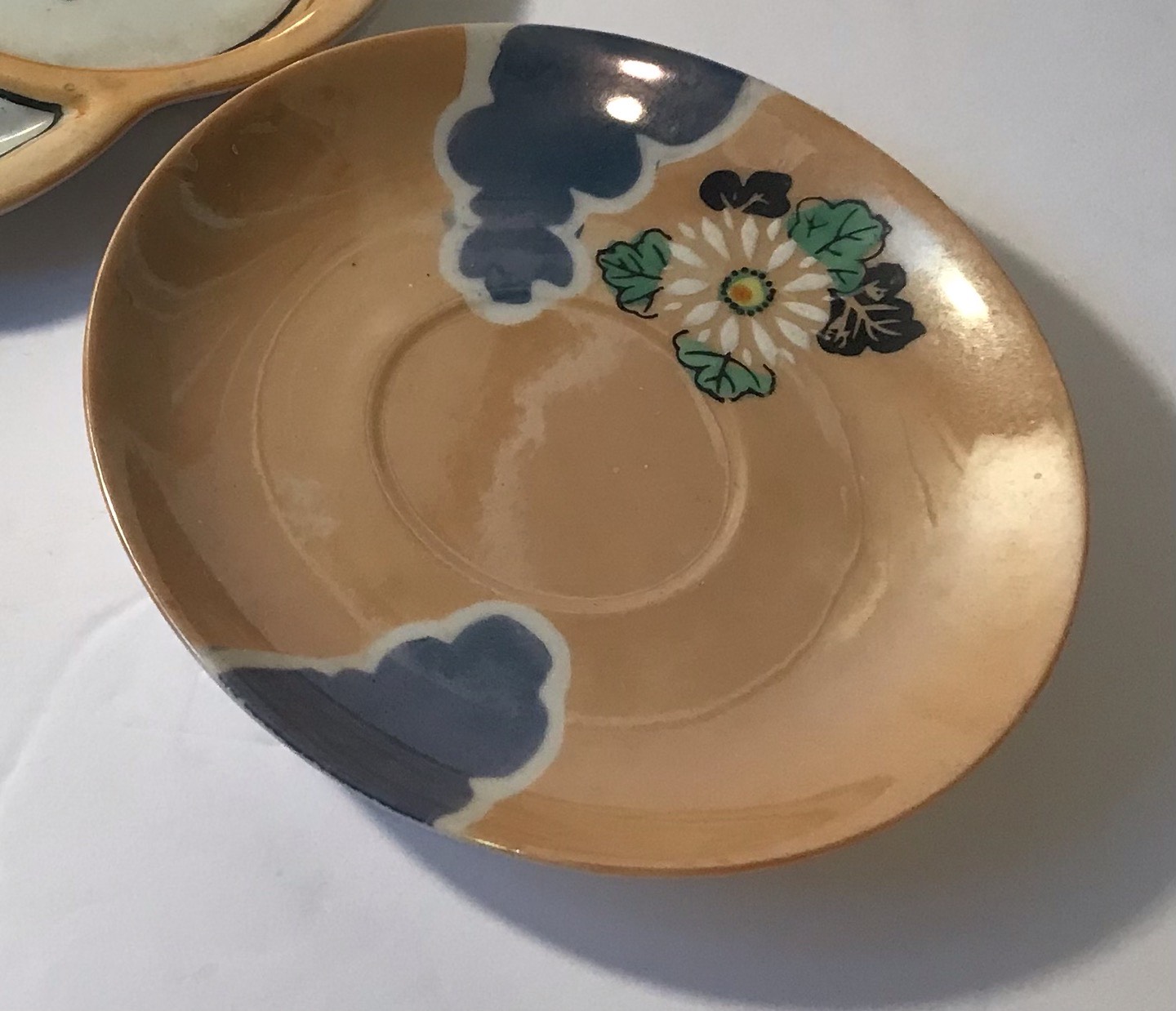 Two Lusterware Japan Pieces- Saucer And Snack Plate Floral