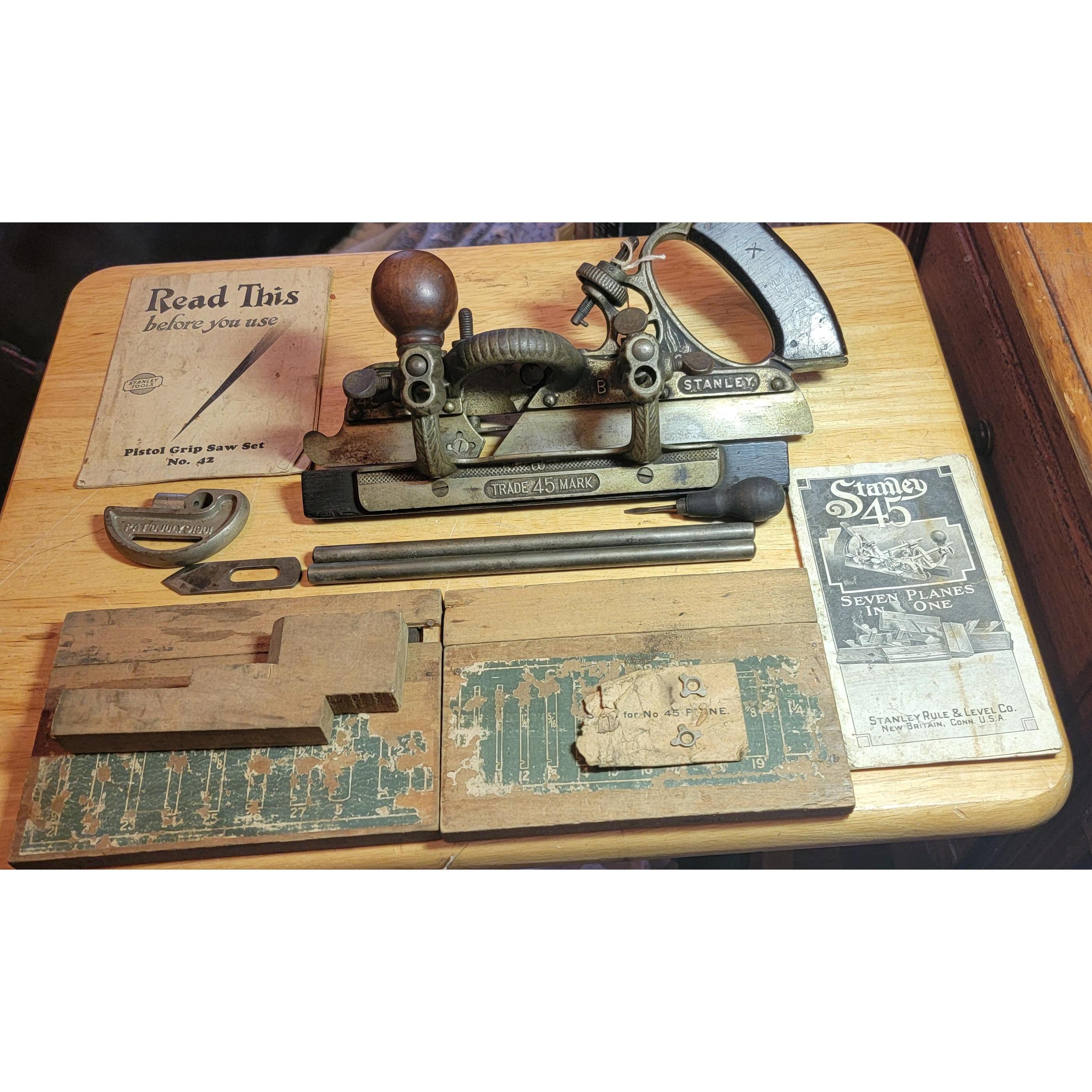 Stanley #45 Combination Plane Type 8 Complete w/21 Cutters and Owners ...