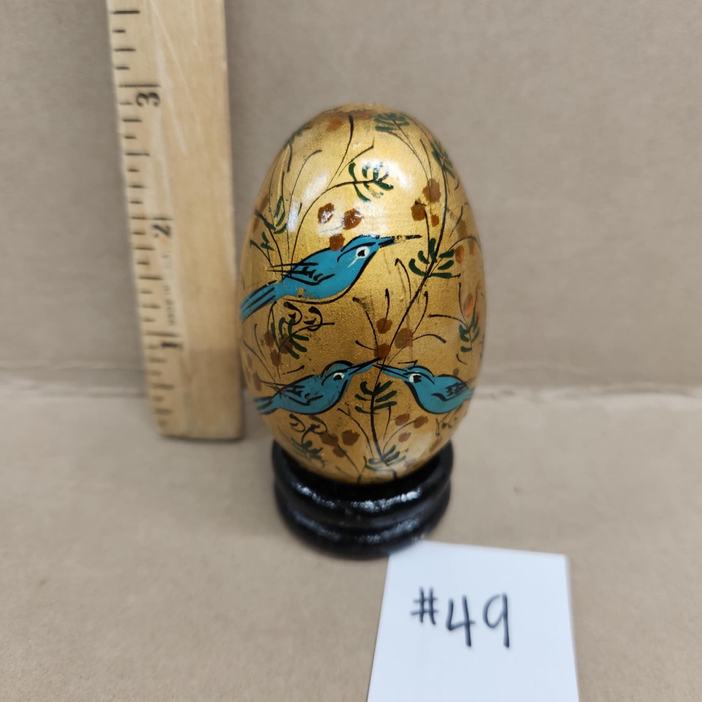 49 Hand painted Wooden Egg With Stand Called Pisanky