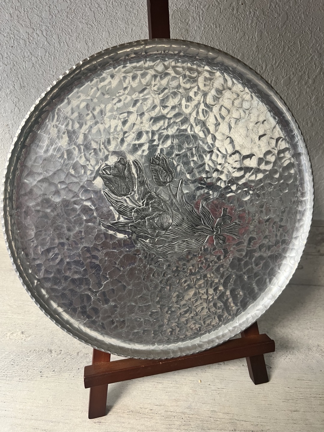 Rodney Kent Silver Co Hammered Tulip Tray