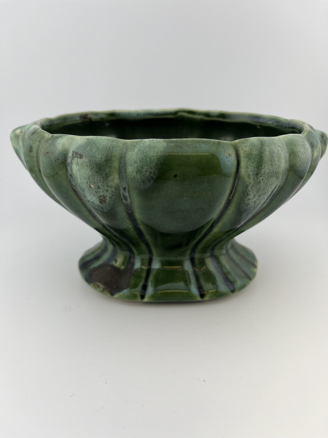 Vintage Cooksons Pottery C, Number CP313, green drip glaze pottery planter