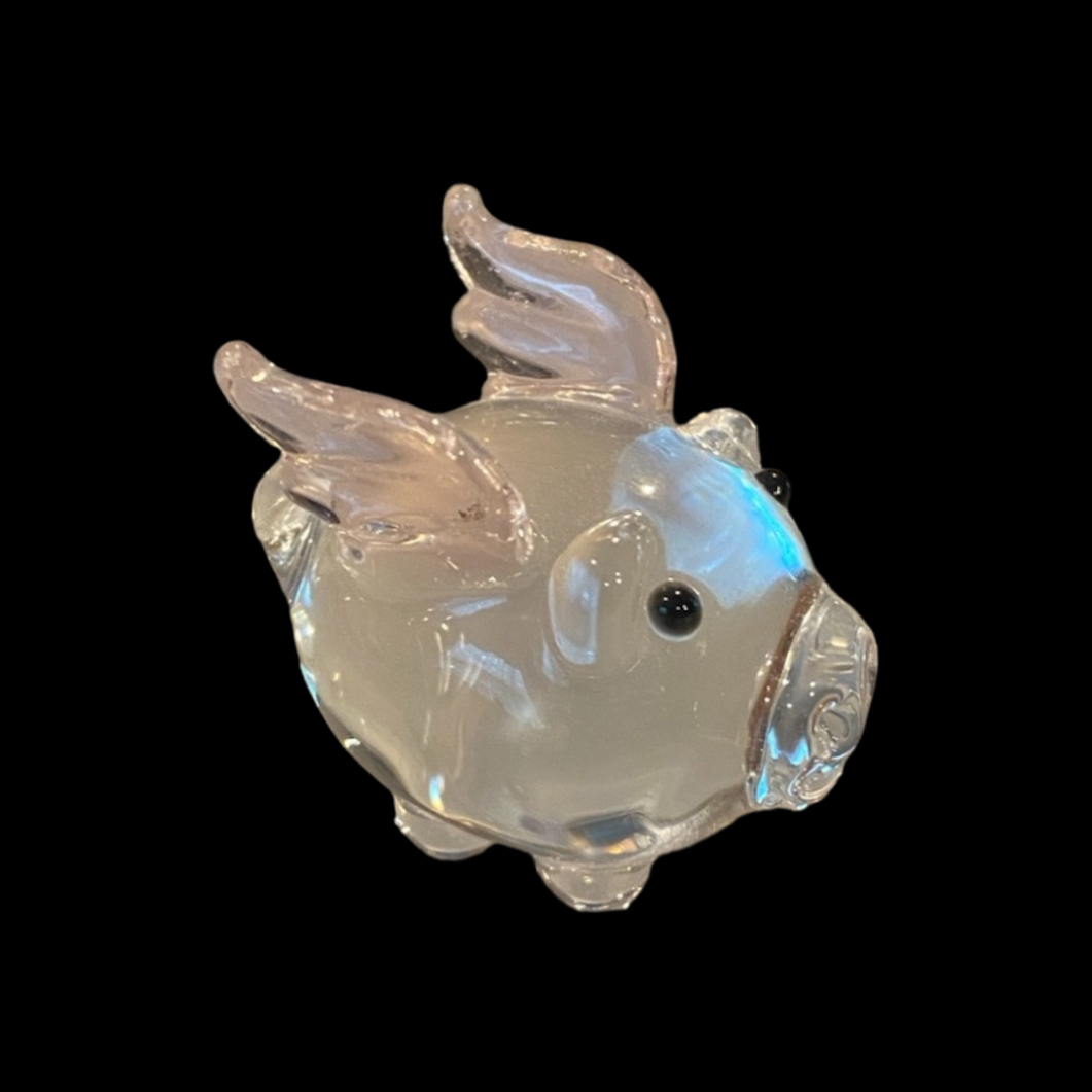 Pier 1 Imports Penelope Flying Pig Clear Art Glass with Pink Wings ...
