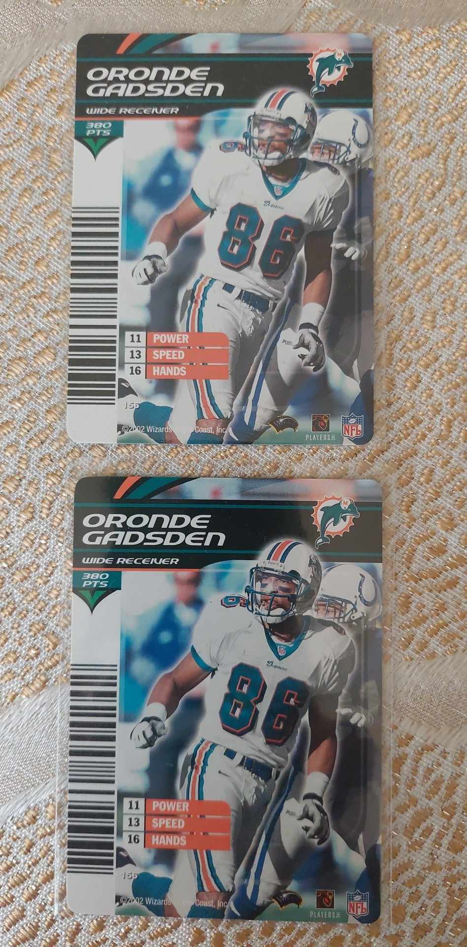 Oronde Gadsden 2003 NFL Showdown Card Game.