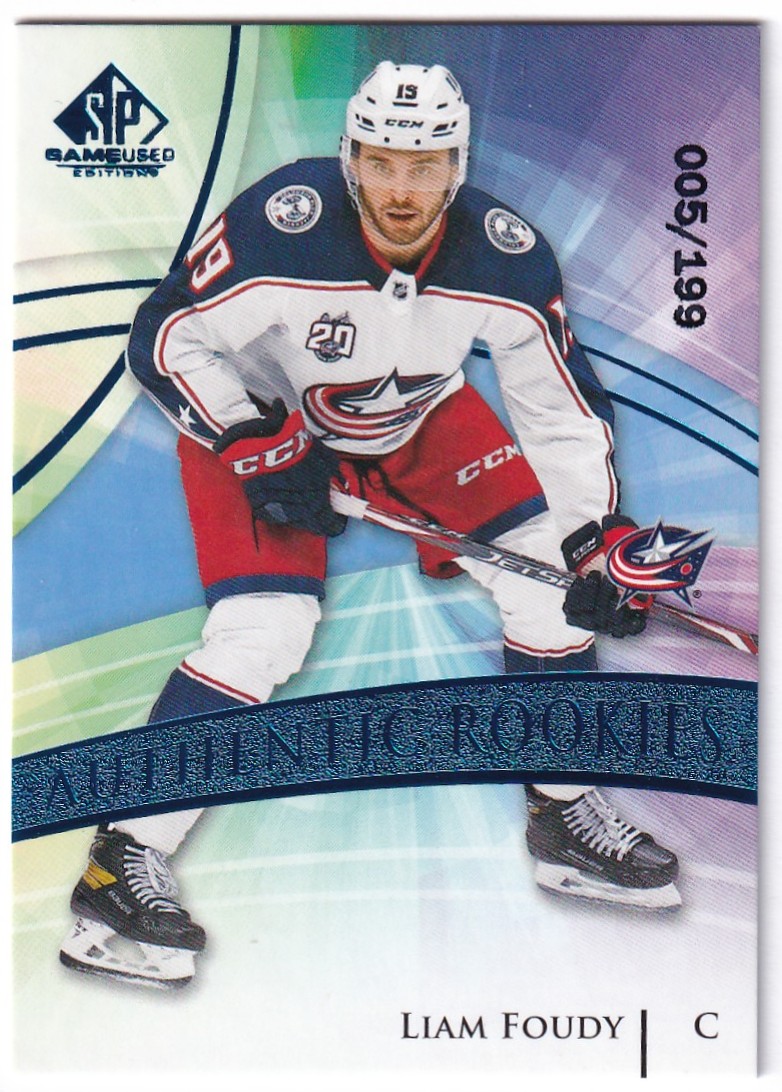 2020-21 SP Game Used Blue Burst #151 Liam Foudy Columbus Blue Jackets ...