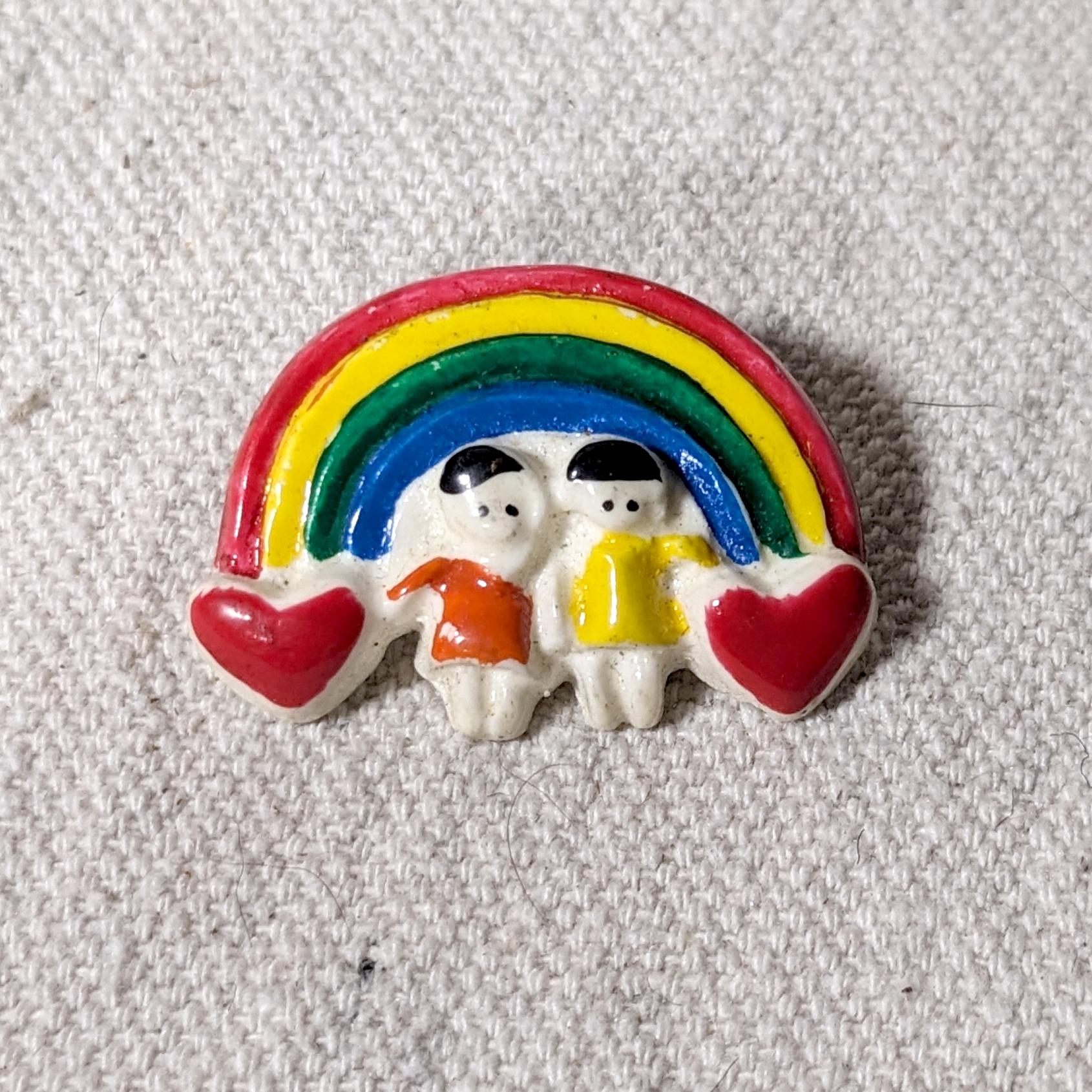 Vintage Rainbow Kids Brooch Pin