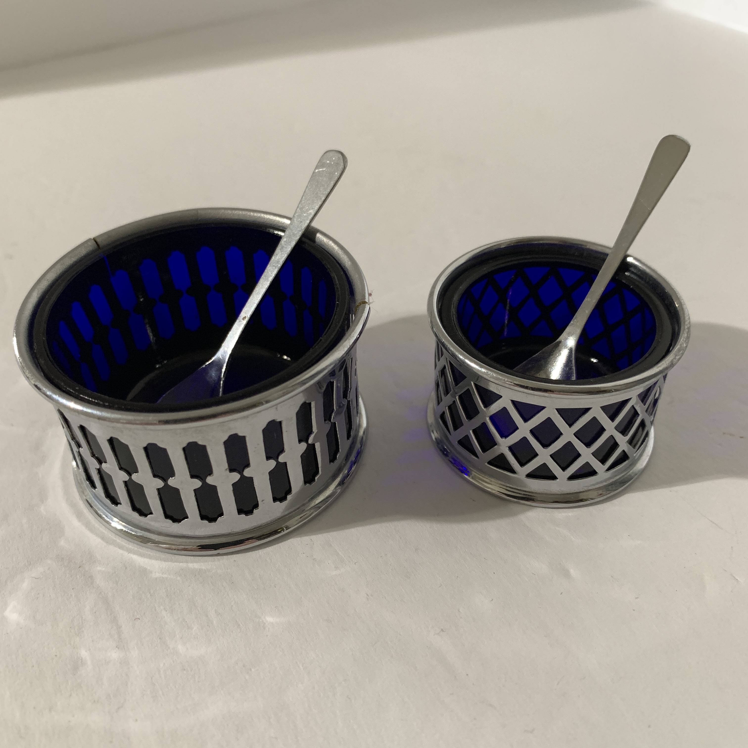 Pair of Cobalt Glass Salt Cellars