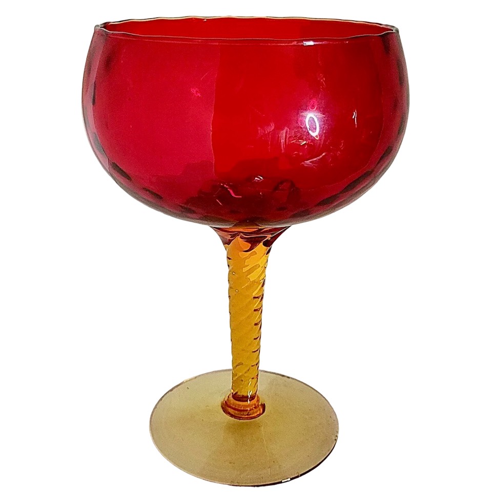 Vintage Amberina Brandy Snifter Mid Century Modern Large Glass 10"