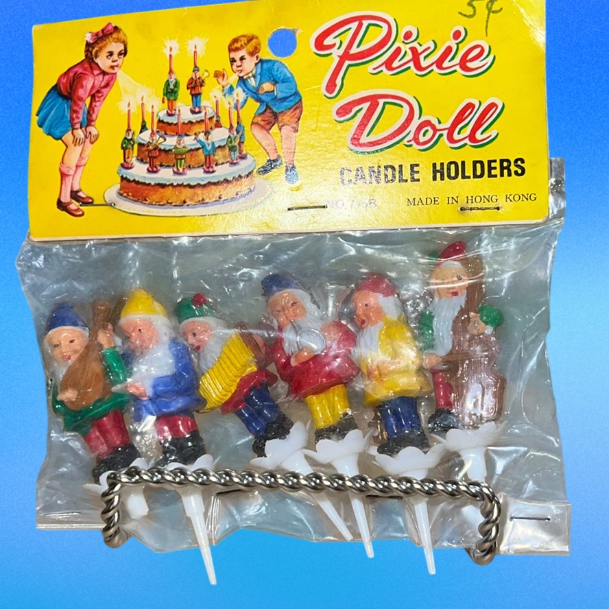 Pixie Cupcake Toppers 1950 Elf Plastic Hong Kong MINT NIOP # 715B