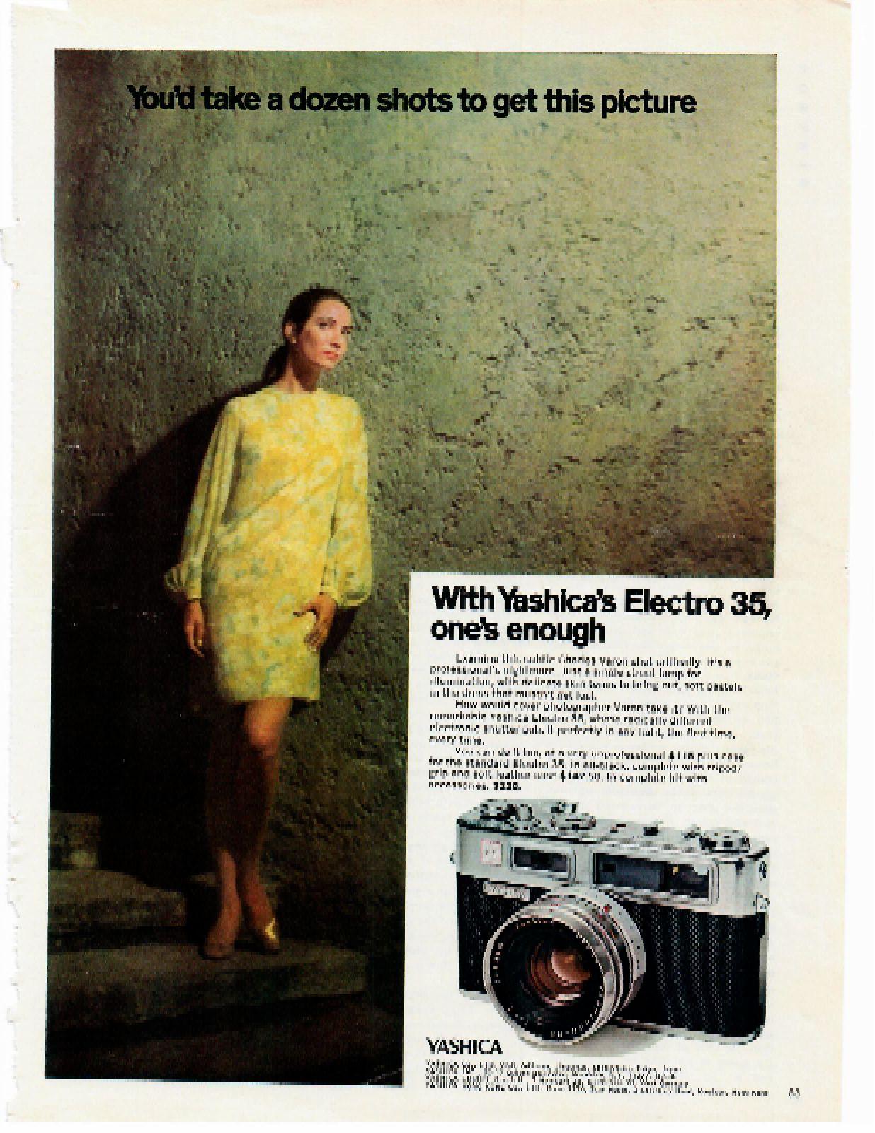 Yashica Electro 35 Camera 1960s Original Magazine Advertisement Vintage Ad