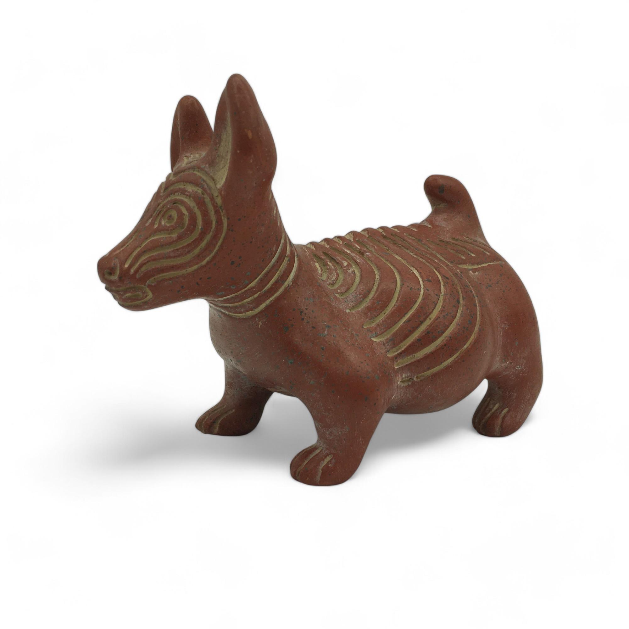Mexico Colima DOG Red Pottery Clay Mexican Folk Art 5” Marked Mexico