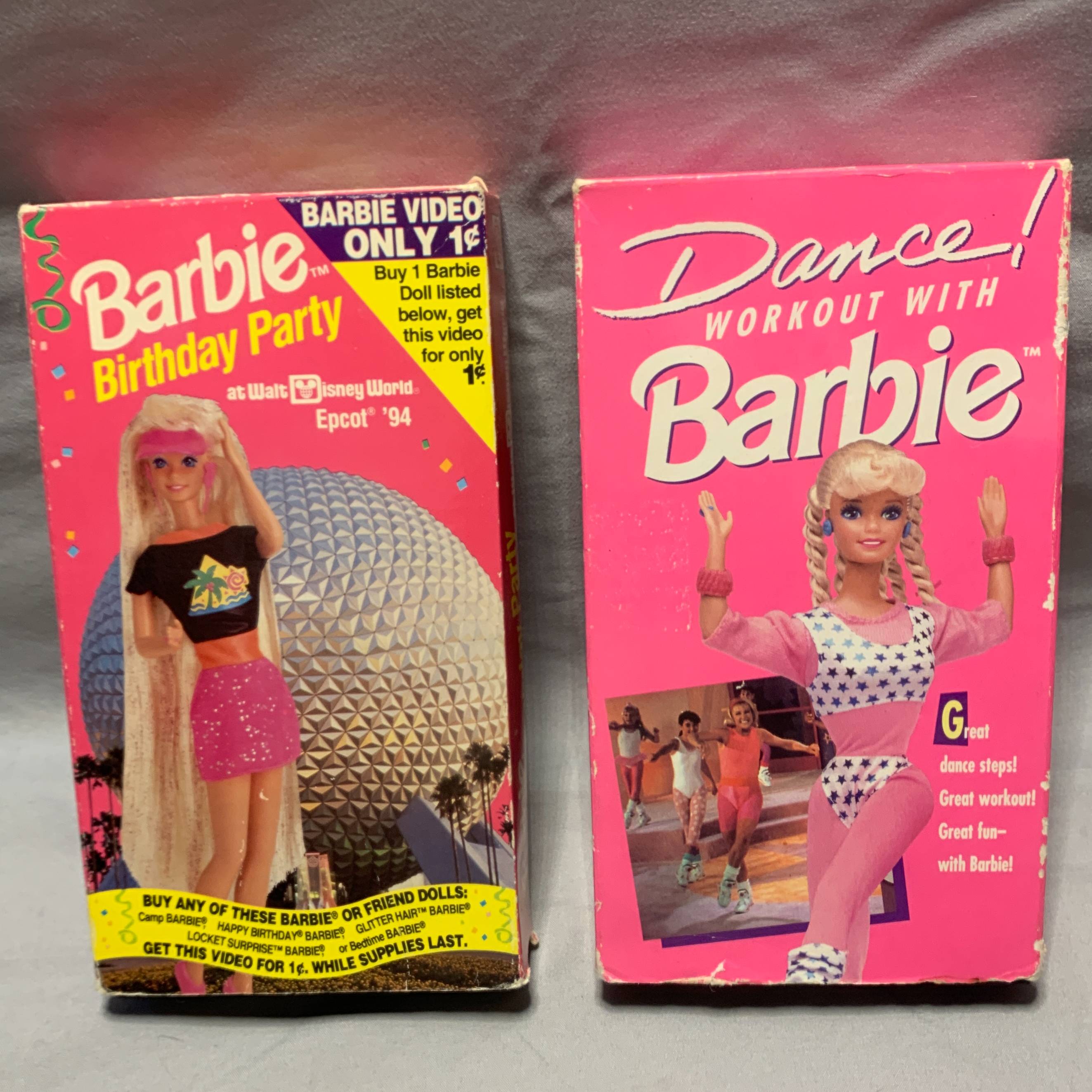 VGT Barbie 90 `s Mattel & Disney VHS Tapes Lot Set
