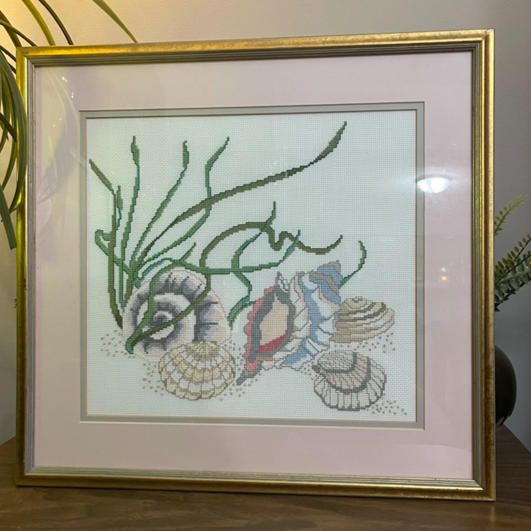 015. Framed 1980’s Something Special Coastal Ocean Beach Shells Cross ...