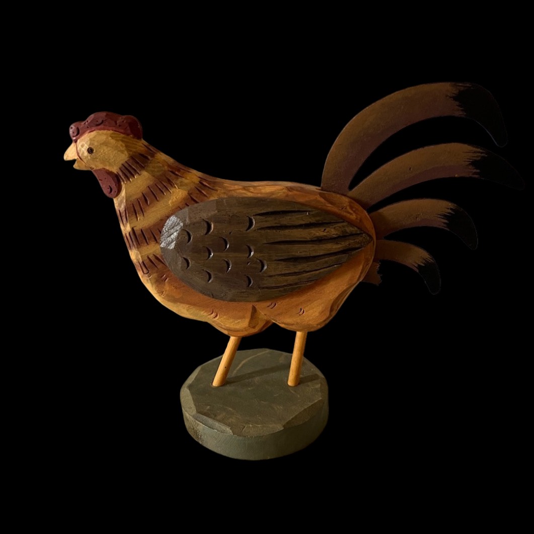 Wooden Folk Art Hand Painted Hen/Chicken/Rooster